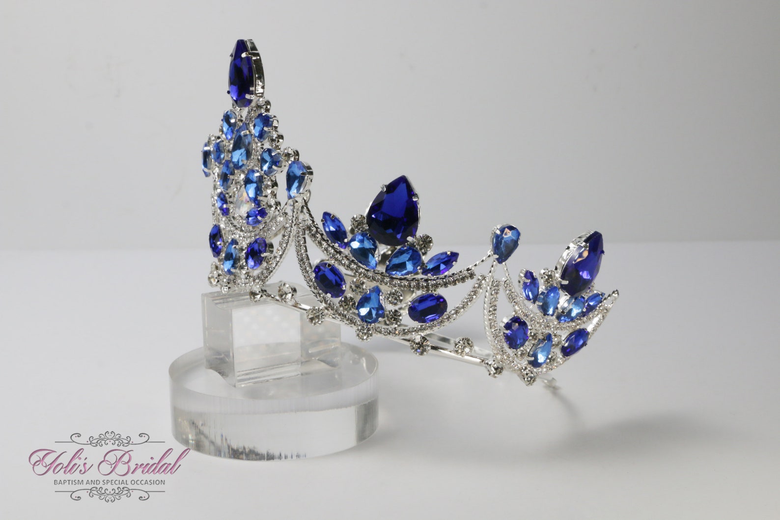 FAST SHIPPING! Silver With Royal Blue Stones Tiara, Gorgeous Silver ...