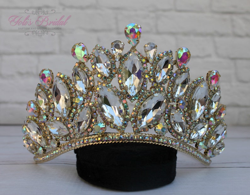 FAST SHIPPING Gold Sparkling Tiara Crystal Tiara Wedding | Etsy