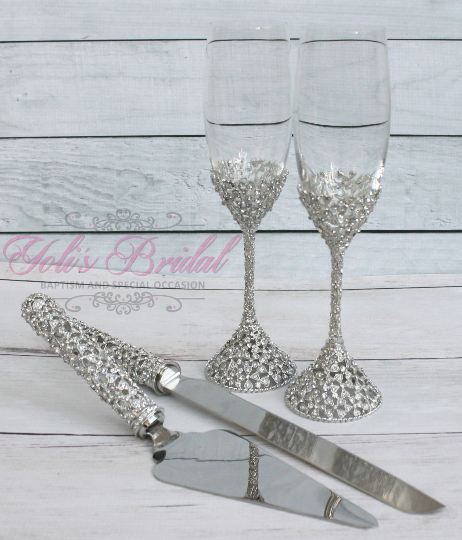 Swarovski Crystal Wedding Toast Set, Champagne Glasses, Weeding ...