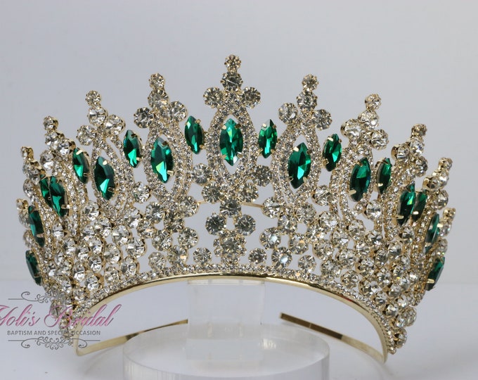 FAST SHIPPING!!! Gold With Jade Stones Crown, Gorgeous Gold Tiara ...