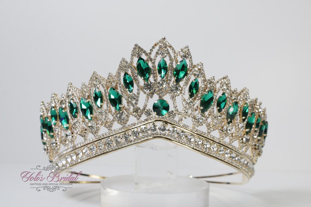 FAST SHIPPING!!! Gold With Jade Stones Crown, Gorgeous Gold Tiara ...