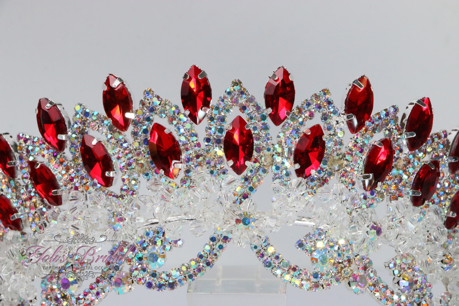 FAST SHIPPING!!! Silver AB With Red Stones Crown, Gorgeous Silver Tiara ...