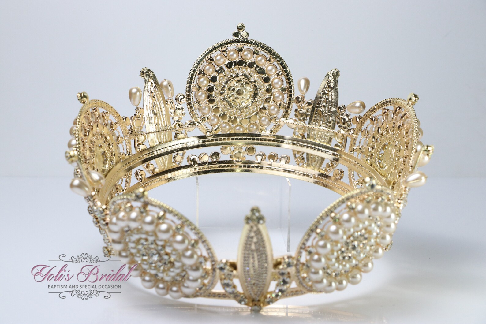 FAST SHIPPING Gold Pearls Round Crown Circular Crown Full - Etsy