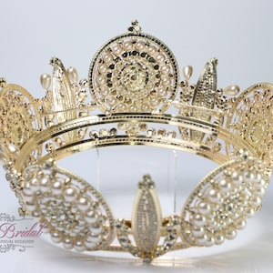 FAST SHIPPING!! Gold Pearls Round Crown, Circular Crown, Full Crown ...