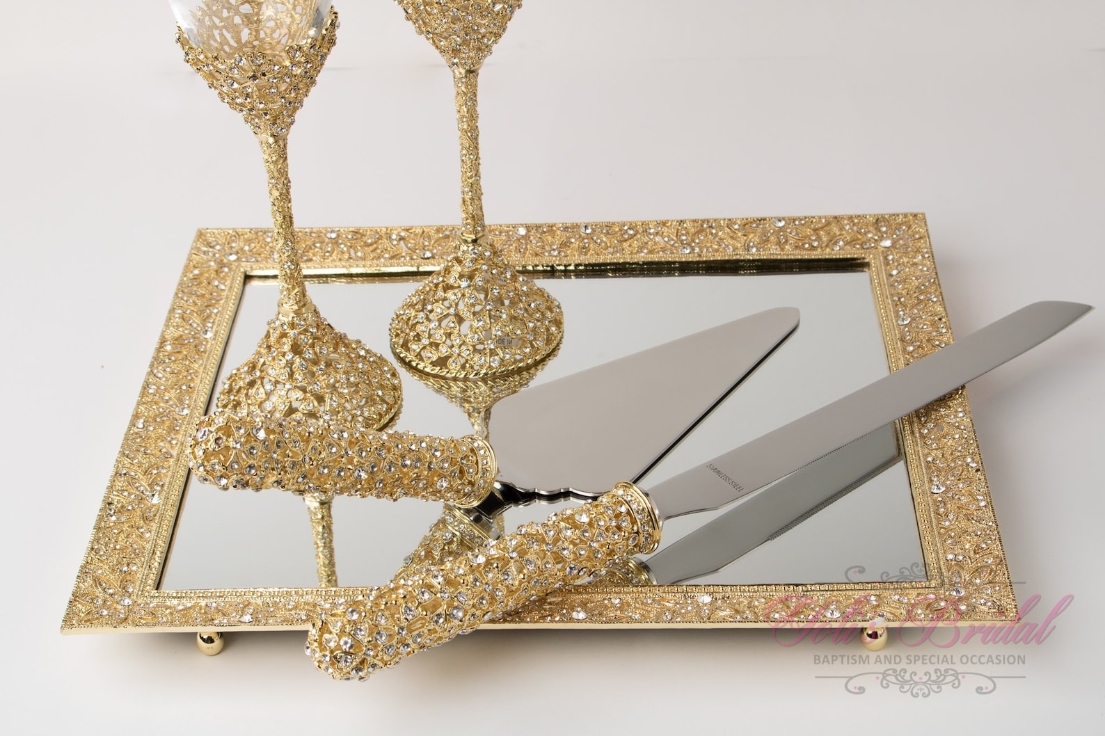 Swarovski Crystal Wedding Toast Set, Champagne Glasses, Wedding Tray ...