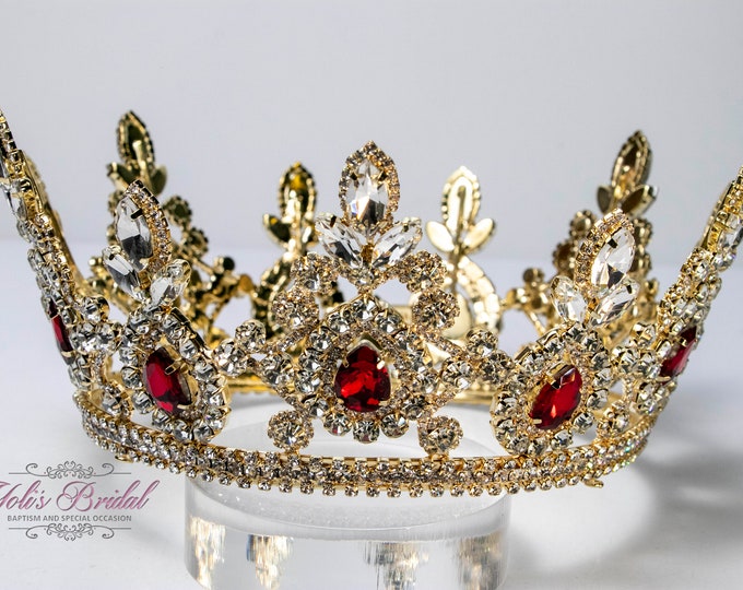 FAST SHIPPING!! Rose Gold Round Crown With Clear Stones, Circular, Full ...