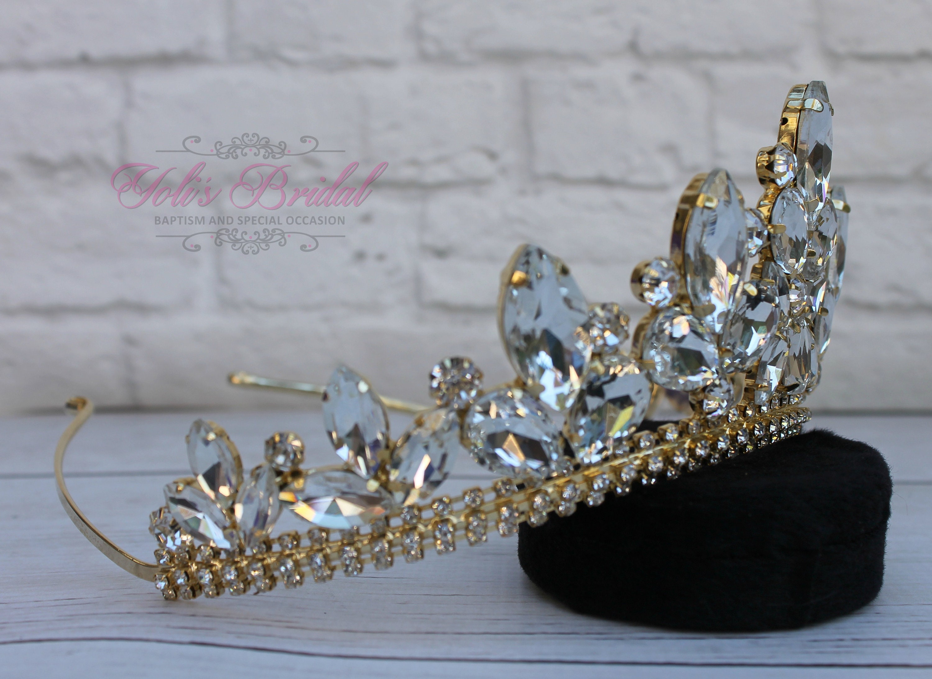 FAST SHIPPING Gold Sparkling Tiara Crystal Tiara Wedding | Etsy