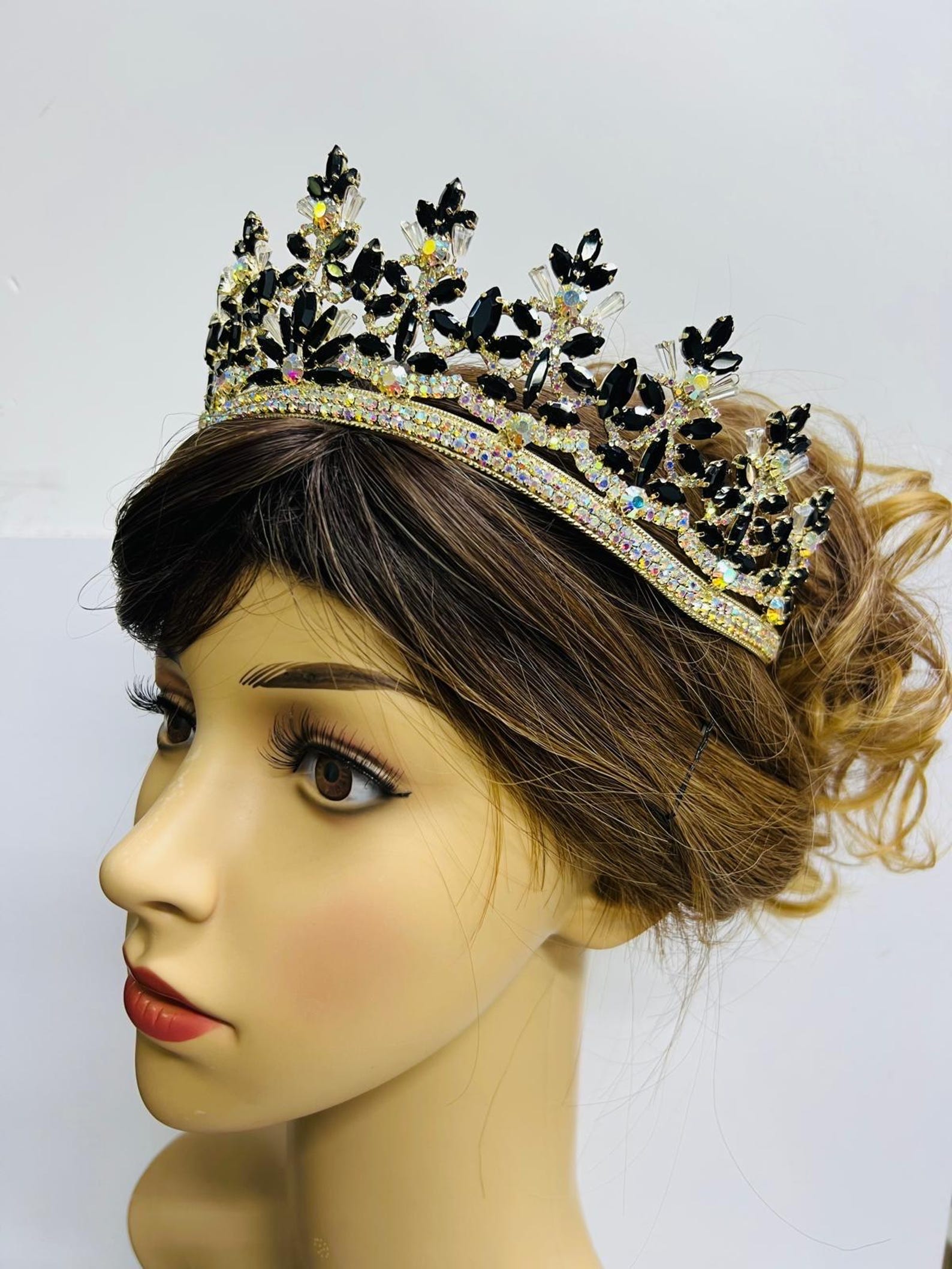 FAST SHIPPING!!! Gold With Royal Blue and AB Stones Tiara, Gorgeous ...