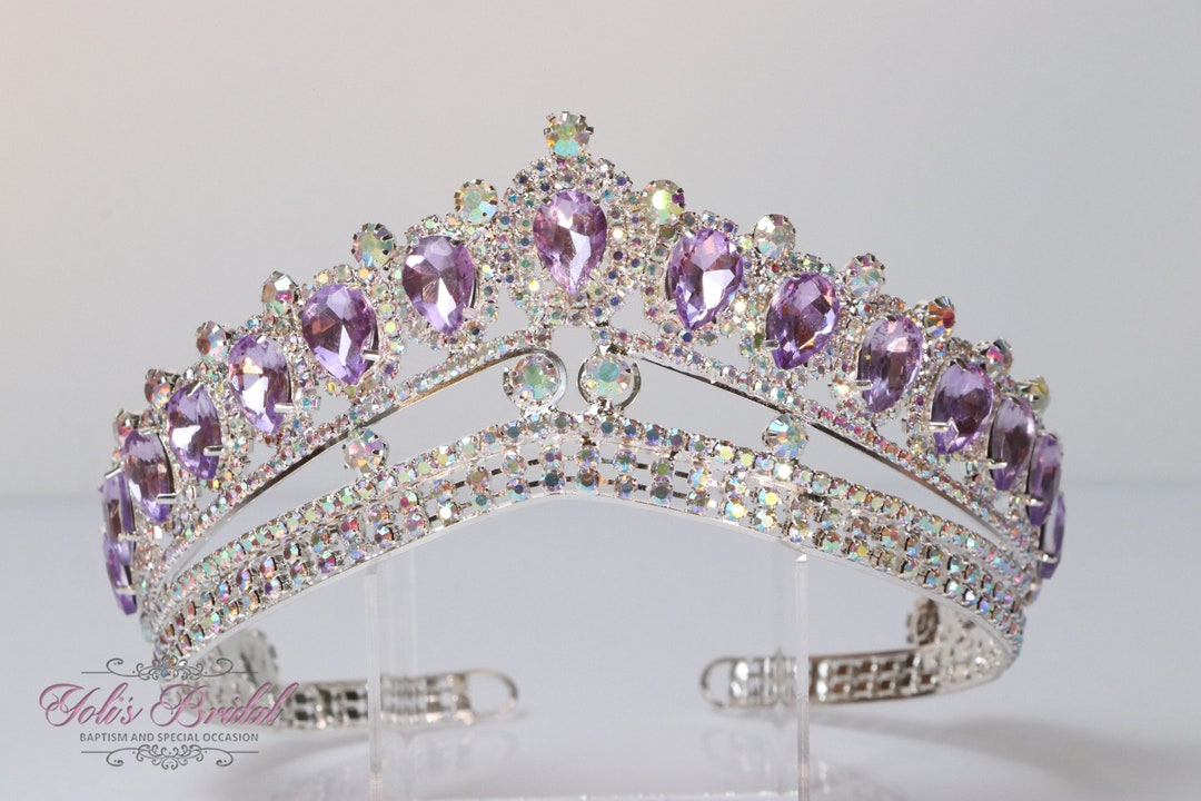 FAST SHIPPING!!! Silver With Lilac and AB Stones Tiara, Gorgeous Silver ...