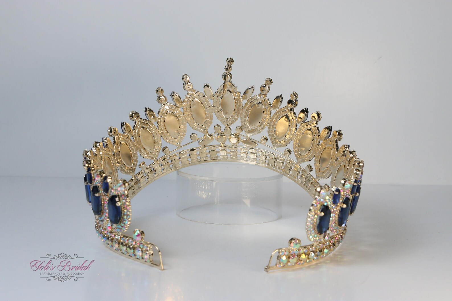 FAST SHIPPING!!! Gold With Navy Blue and AB Stones Tiara, Gold and Navy ...