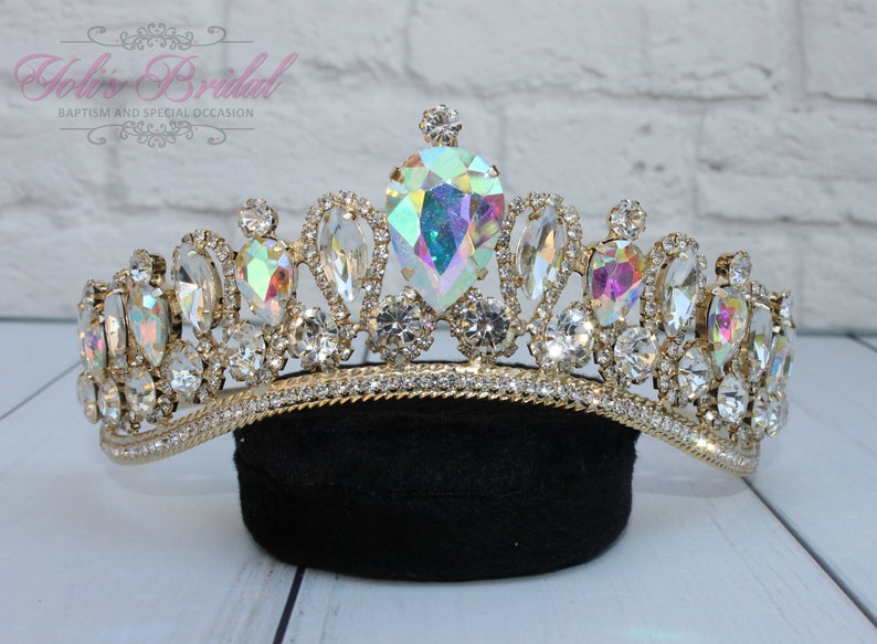 FAST SHIPPING Beautiful Gold Girl Sparkling Tiara With | Etsy