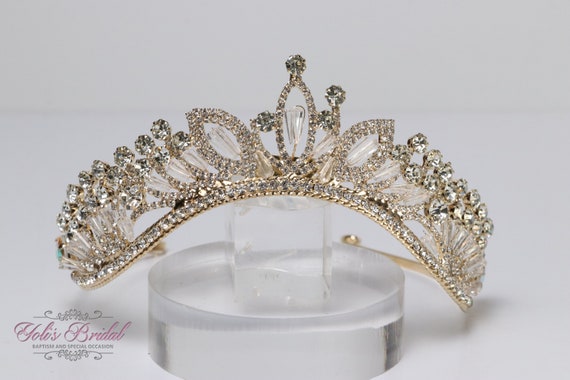 FAST SHIPPING! Beautiful Gold Tiara, Crystal Girl Cro… - Gem