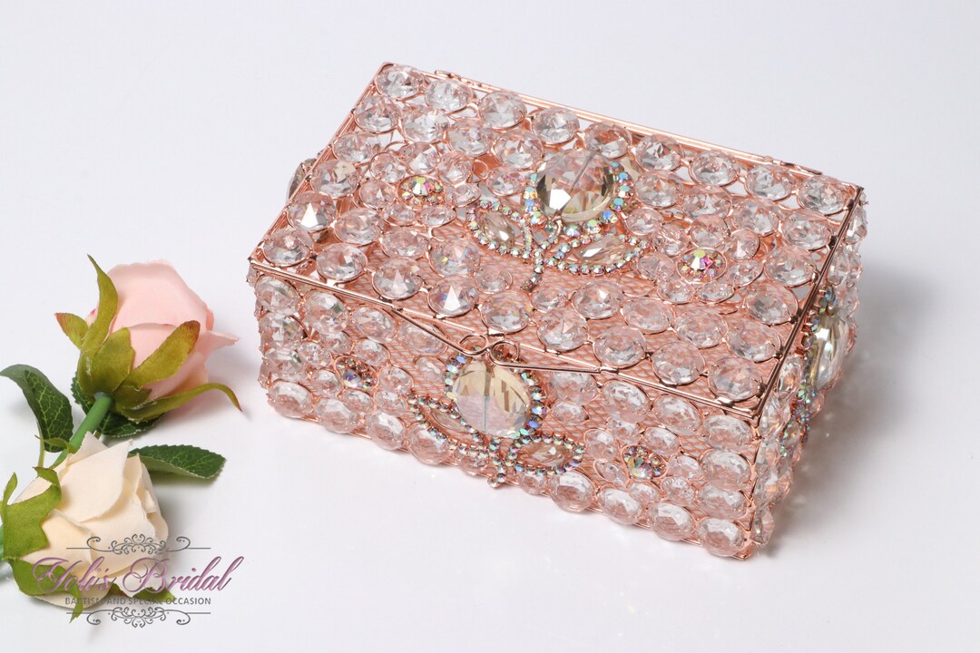 NEW!! Rose Gold Beautiful Wedding Box, Lasso Box, Crystal Box, Treasure ...