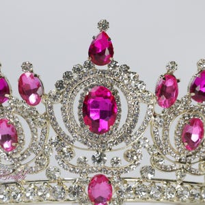 FAST SHIPPING! Gold Tiara Adorned With Hot Pink Stones, Pink Crystals ...