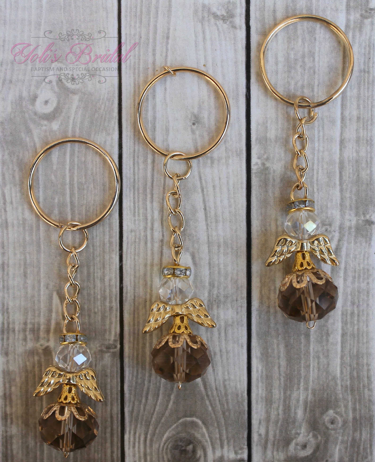 FAST SHIPPING 12 Pieces Gold Angel Key Chain, Christening Favor ...