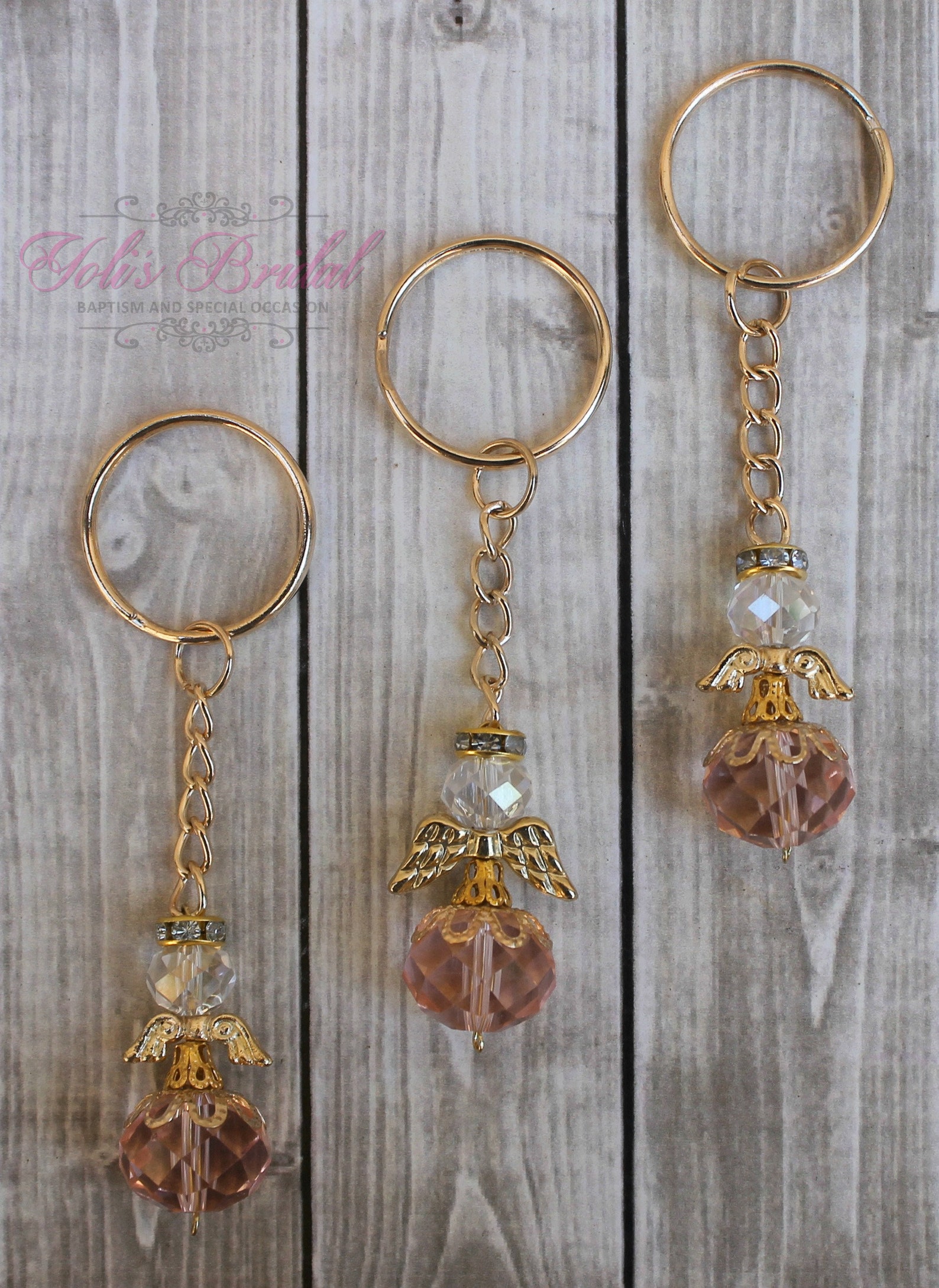FAST SHIPPING 12 Pieces Gold Angel Key Chain, Christening Favor ...