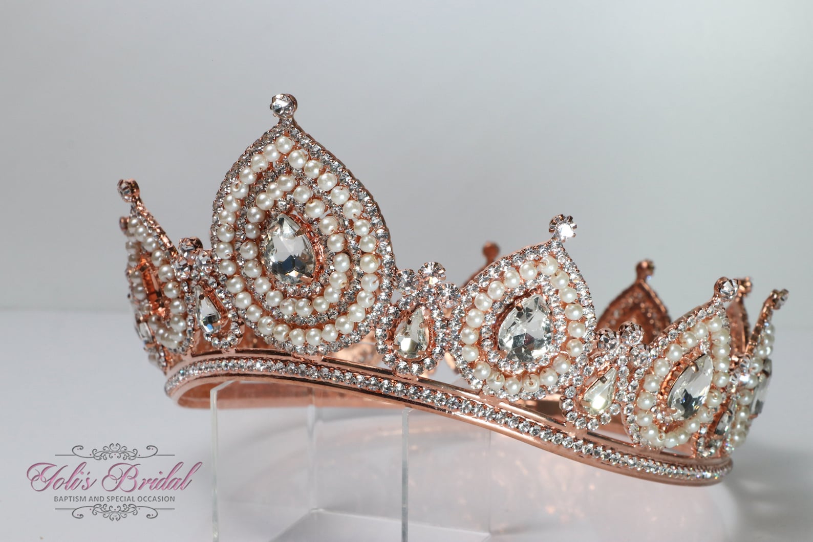 FAST SHIPPING!! Rose Gold Crown With Pearls, Gorgeous Gold Crystal ...