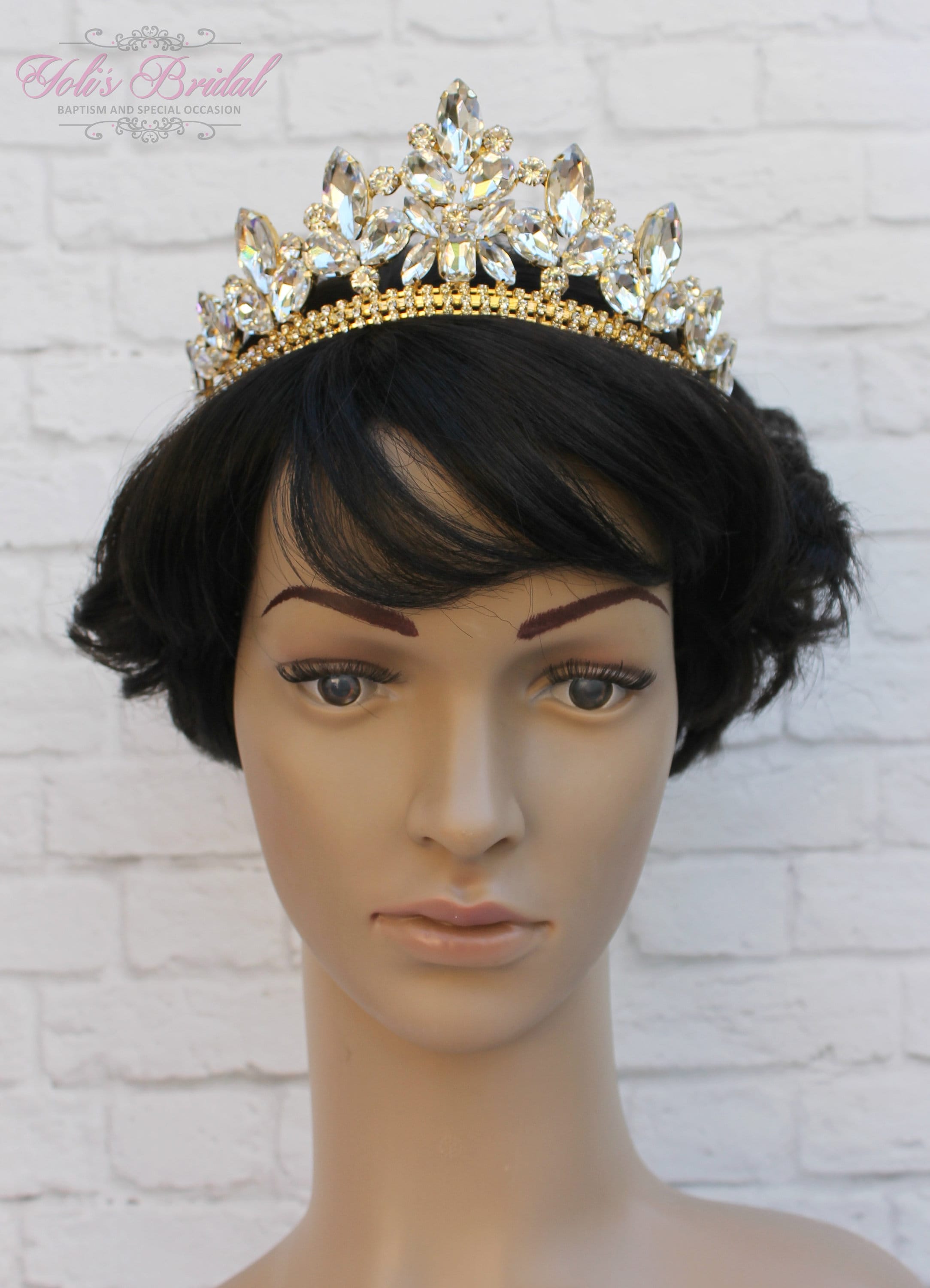 FAST SHIPPING Gold Sparkling Tiara Crystal Tiara Wedding | Etsy