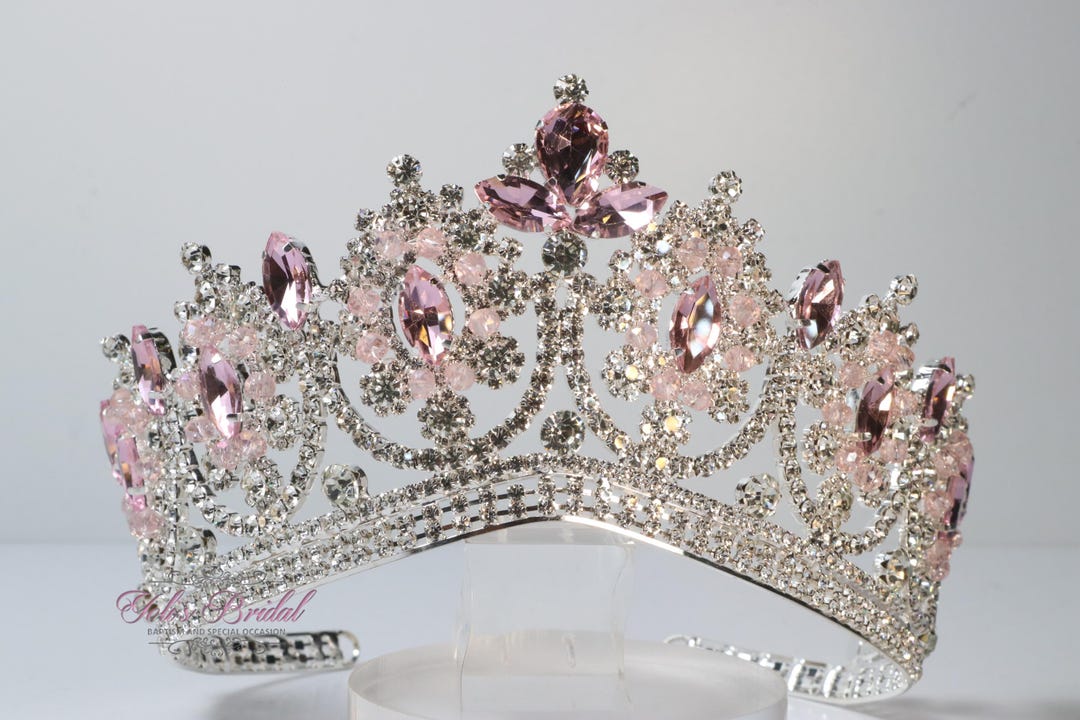 FAST SHIPPING!!! Beautiful Silver Crown With Pink Stones, Silver Tiara ...