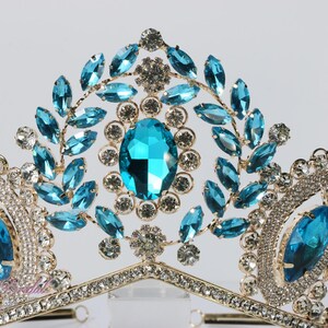 FAST SHIPPING!!! Gold With Turquoise Tiara, Gorgeous Gold Tiara, Tall ...