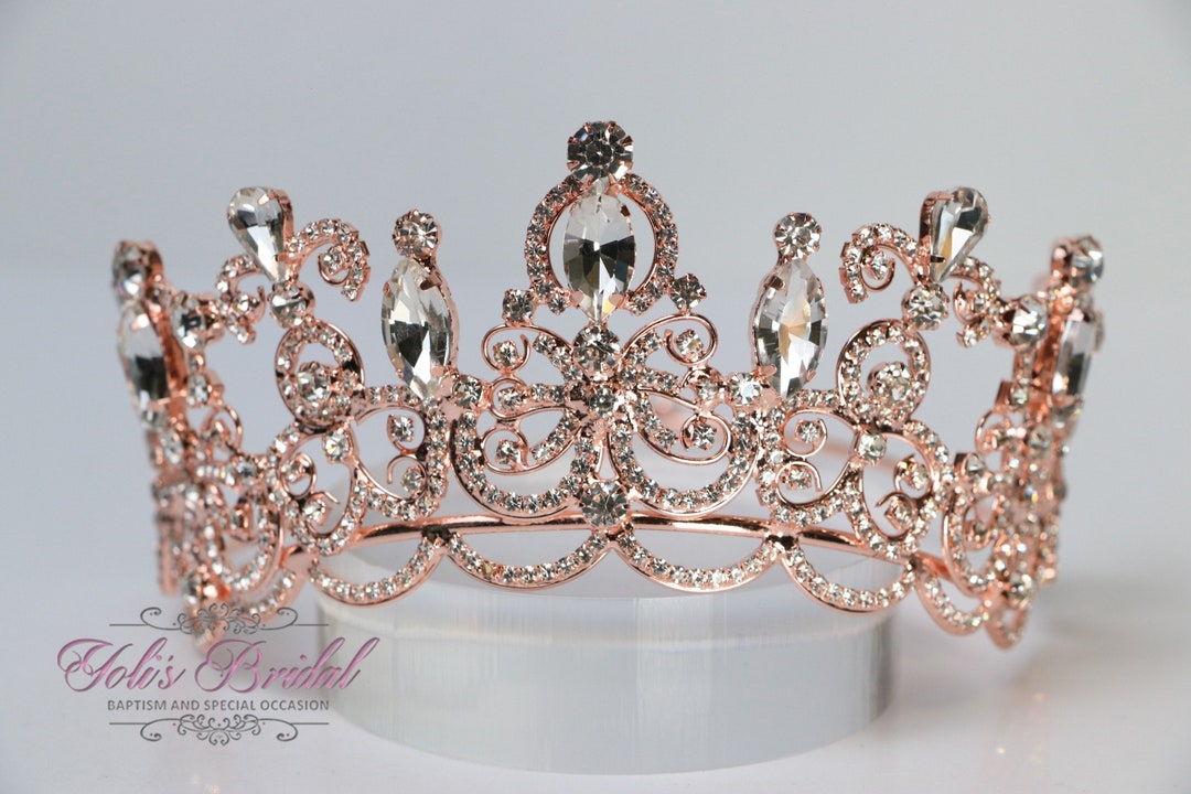 FAST SHIPPING! Beautiful Crystal Rose Gold Tiara, Crystal Girl Tiara ...