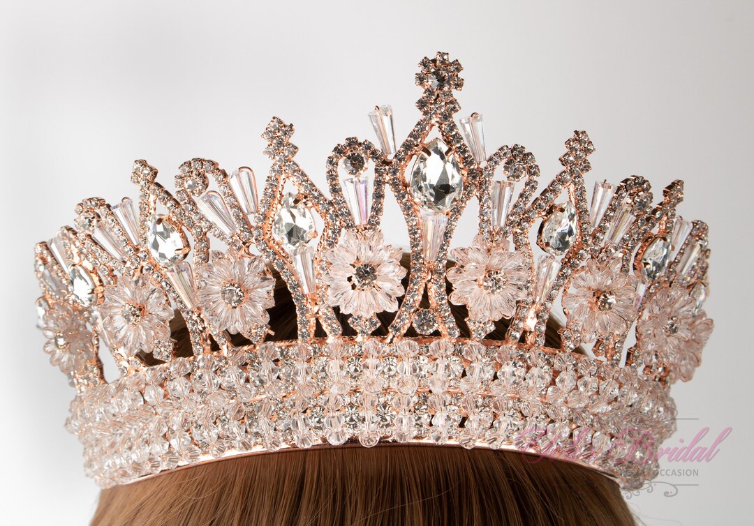 FAST SHIPPING!!! Rose Gold Tall Tiara, Royal Crown, Bridal Crown ...