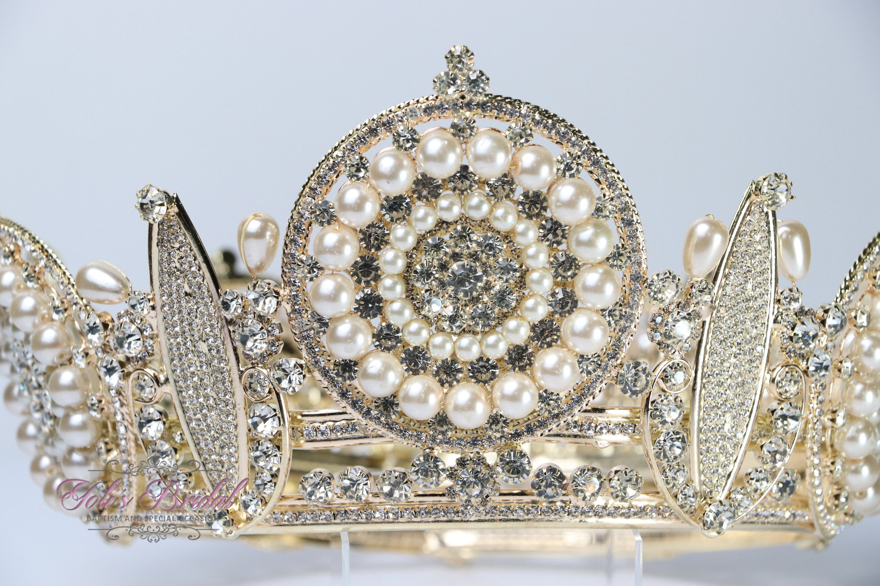 FAST SHIPPING!! Gold Pearls Round Crown, Circular Crown, Full Crown ...