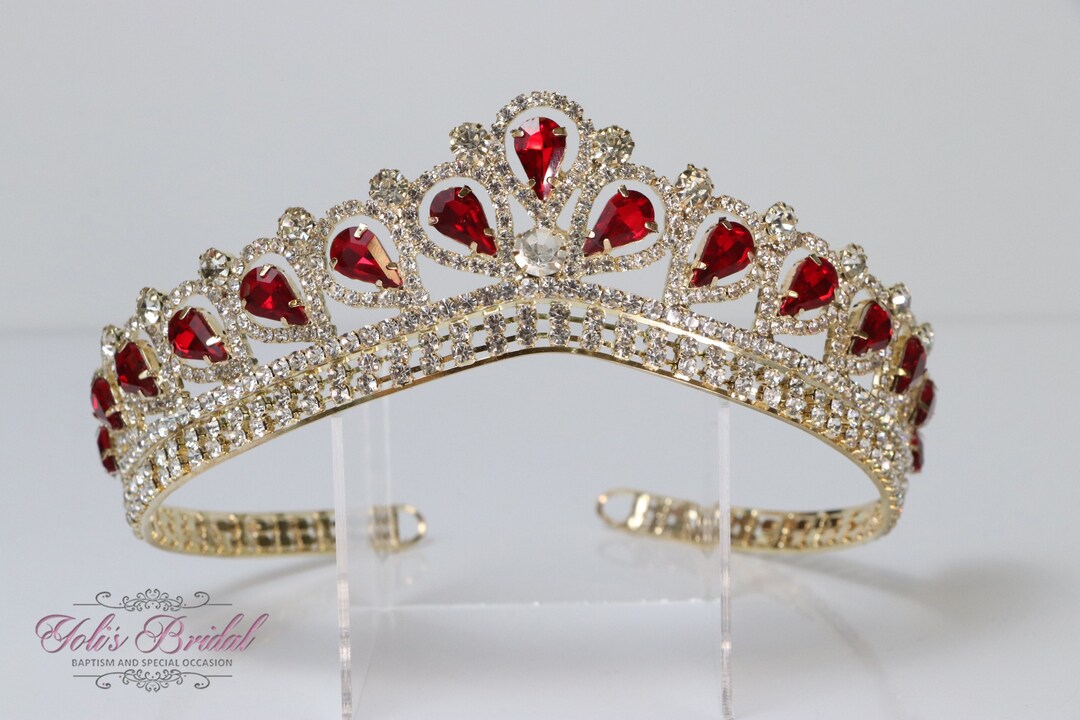 FAST SHIPPING!!! Gold With Red Stones Tiara, Gorgeous Gold Tiara ...