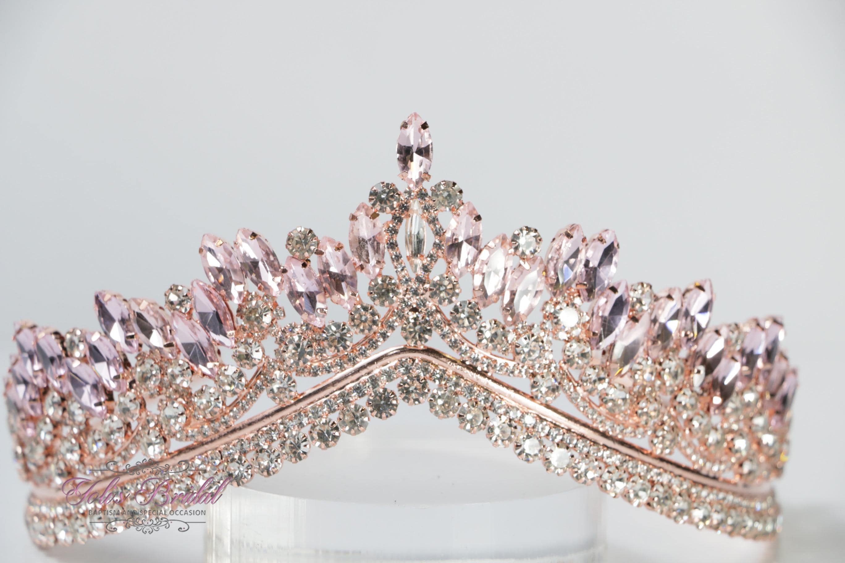 FAST SHIPPING! Rose Gold With Pink Stones Tiara, Gorgeous Rose Gold ...