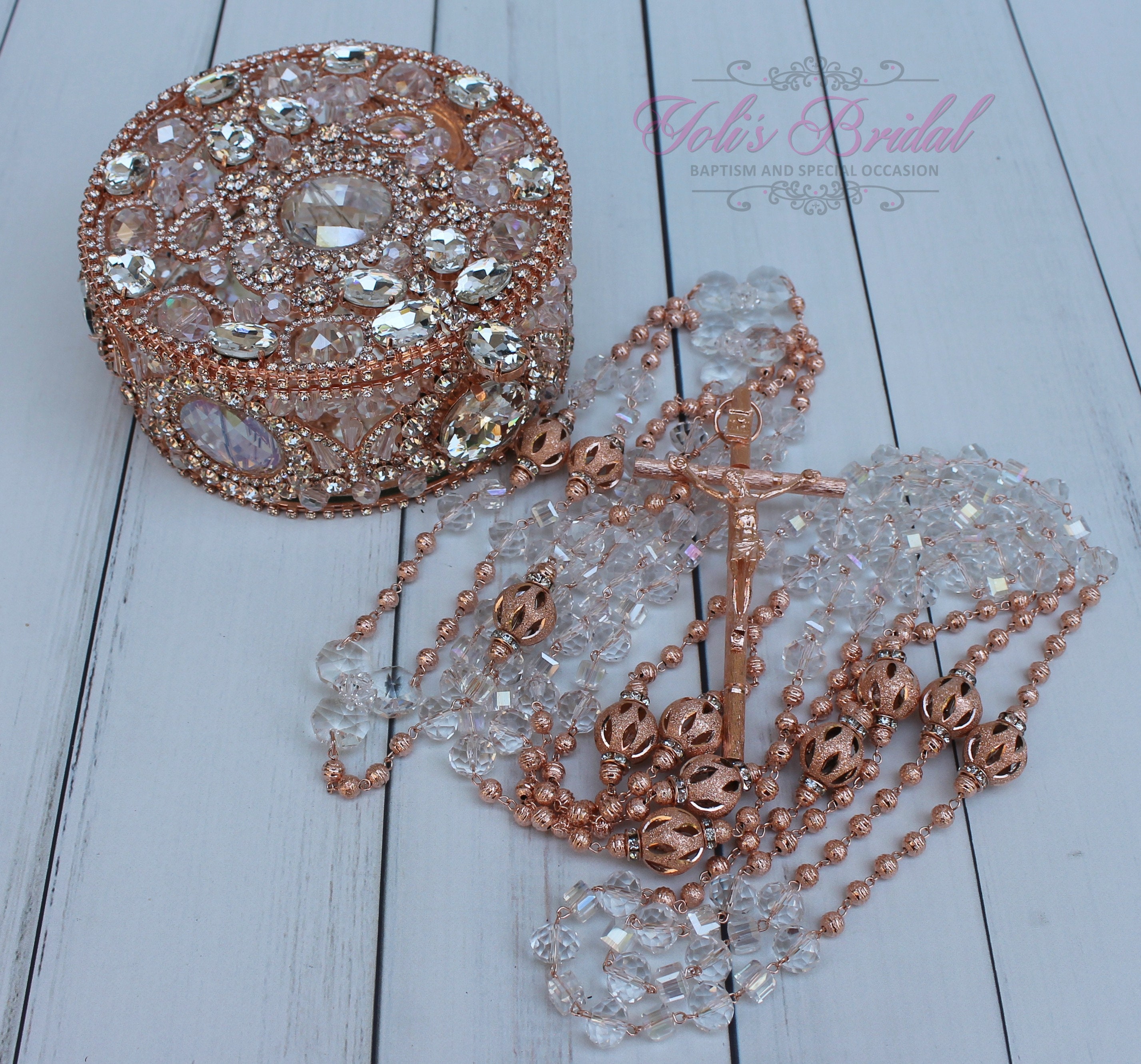 FAST SHIPPING Beautiful Rose Gold Wedding Lasso and Crystal | Etsy