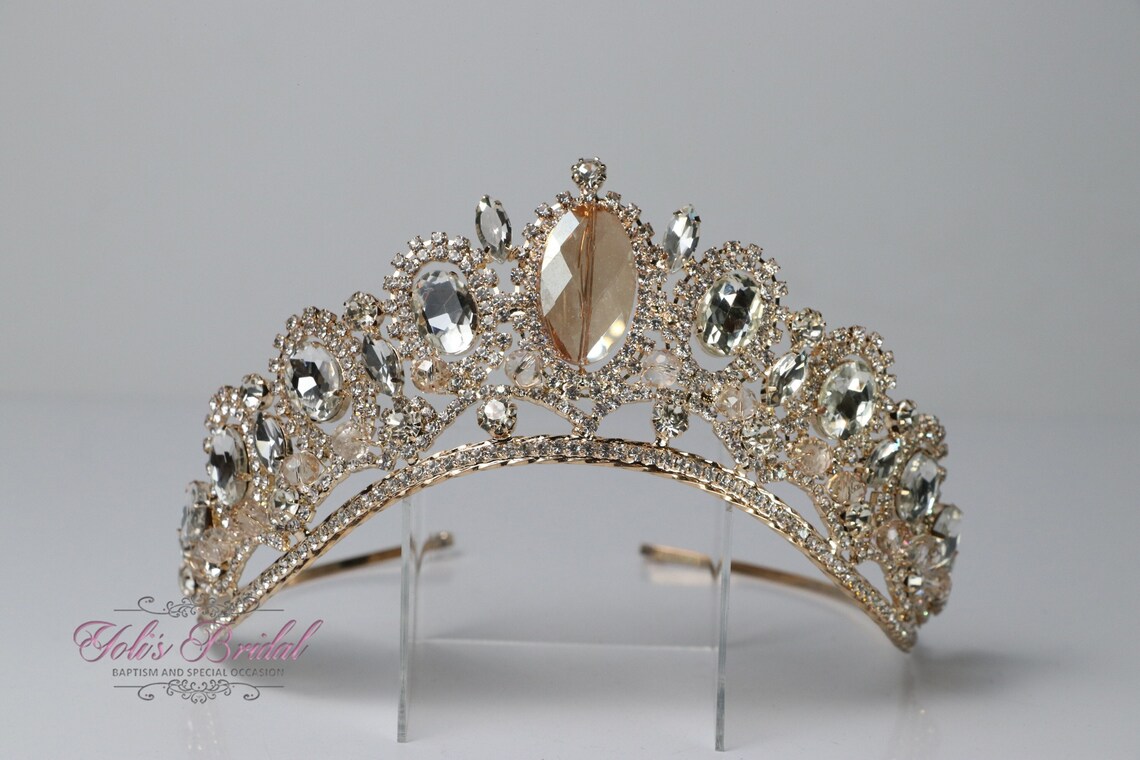 FAST SHIPPING! Gold Sparkling Tiara, Crystal Tiara, Wedding Tiara ...
