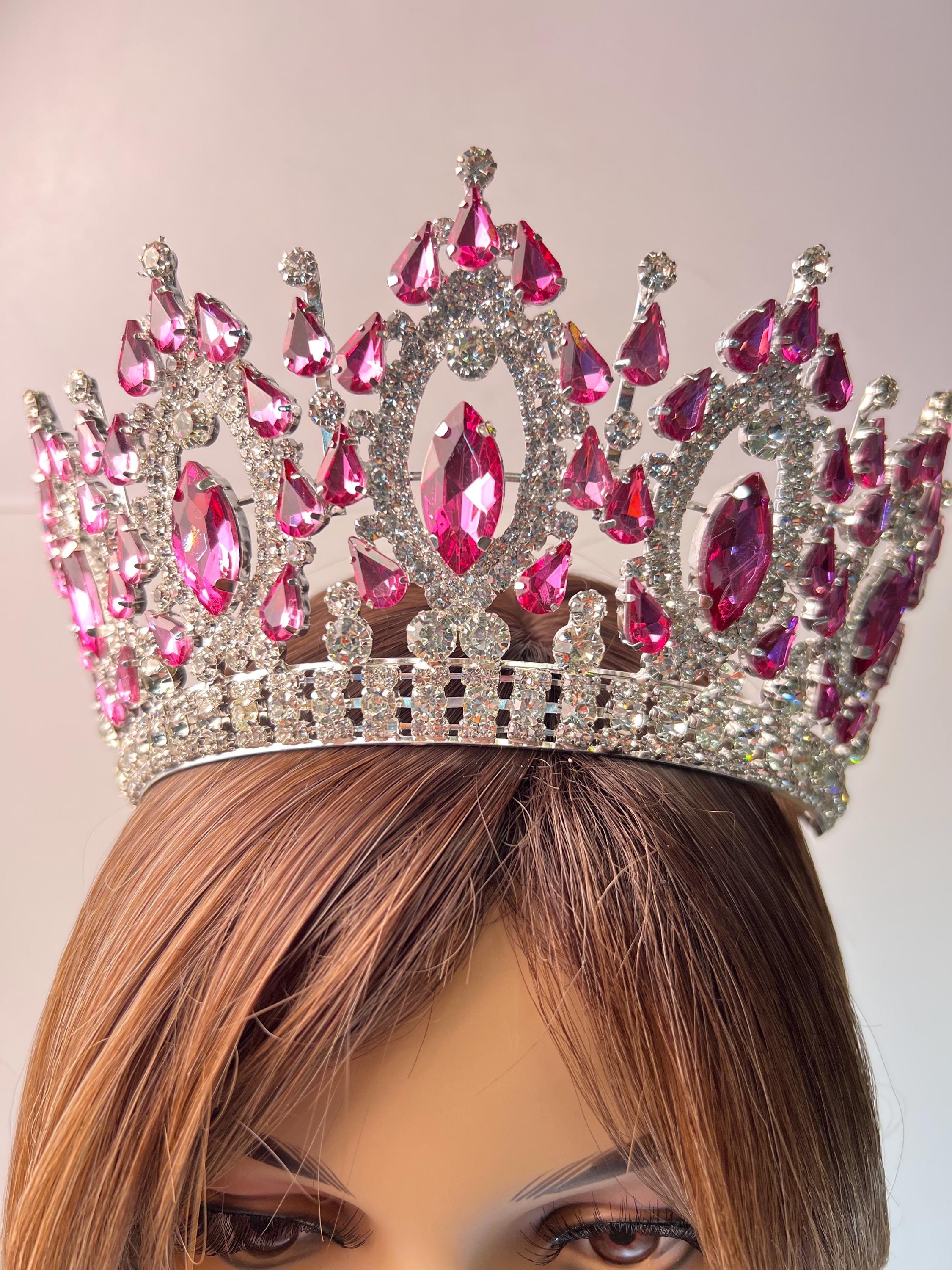 FAST SHIPPING!!! Beautiful Silver Crown With Hot Pink Stones, Silver ...
