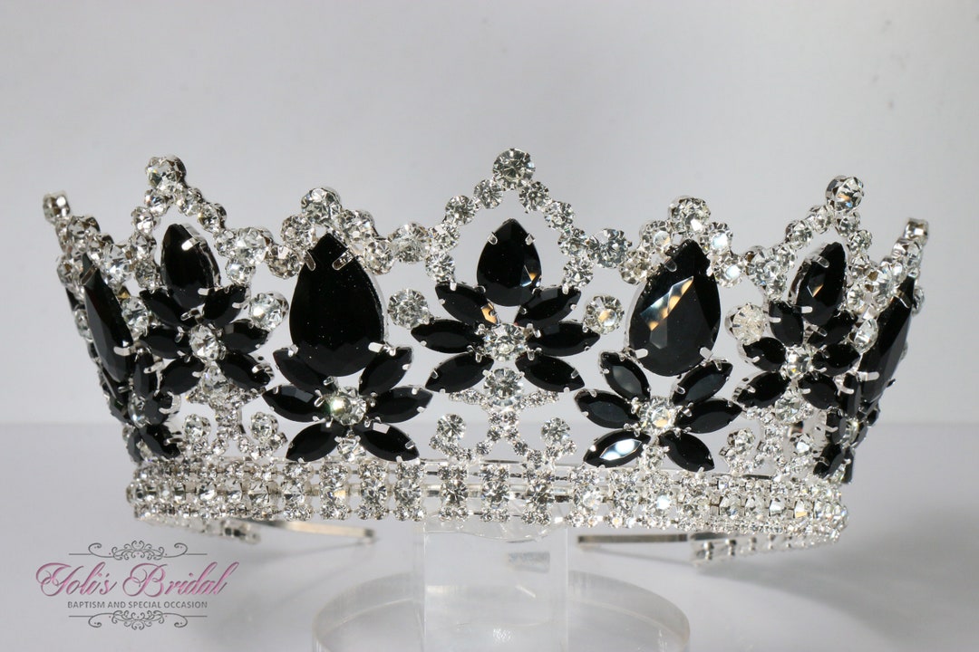 FAST SHIPPING!!! Silver With Black Stones Tiara, Gorgeous Silver Tiara ...