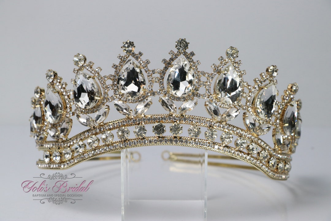 FAST SHIPPING!! Gold Sparkling Tiara, Royal Crown, Bridal Crown ...