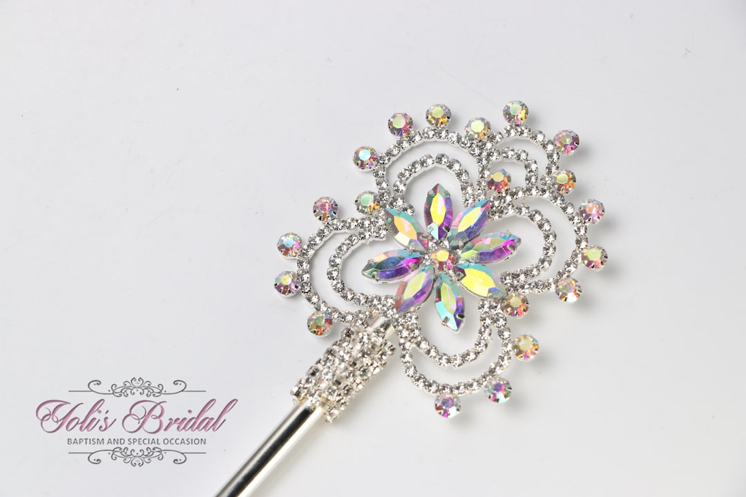 FAST SHIPPING!! Beautiful Silver Scepter With AB Stones, Gorgeous ...