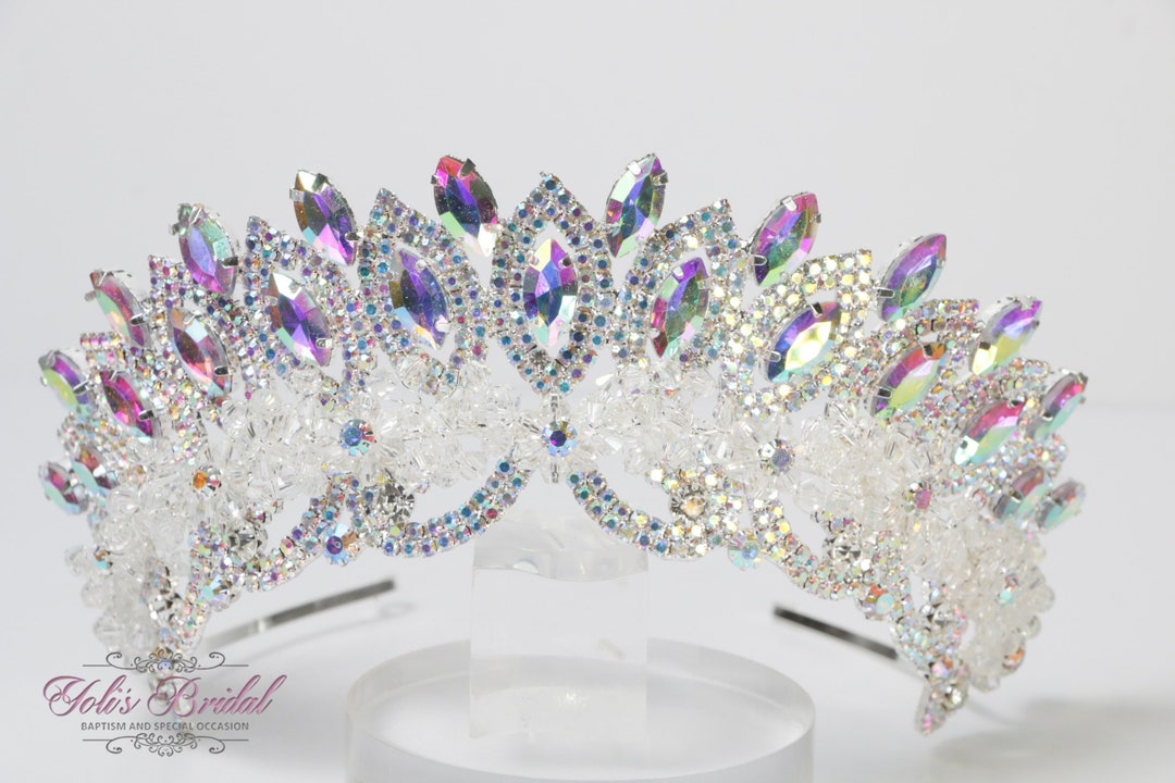 FAST SHIPPING! Silver AB Sparkling Tiara, Crystal Tiara, Wedding Tiara ...