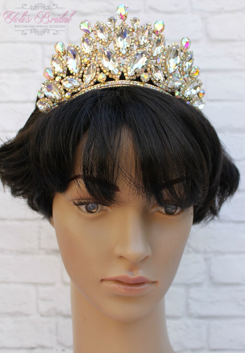 FAST SHIPPING Gold Sparkling Tiara Crystal Tiara Wedding | Etsy