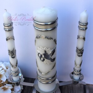FAST SHIPPING!! Beautiful Silver Unity Candle Set With Silver Base ...