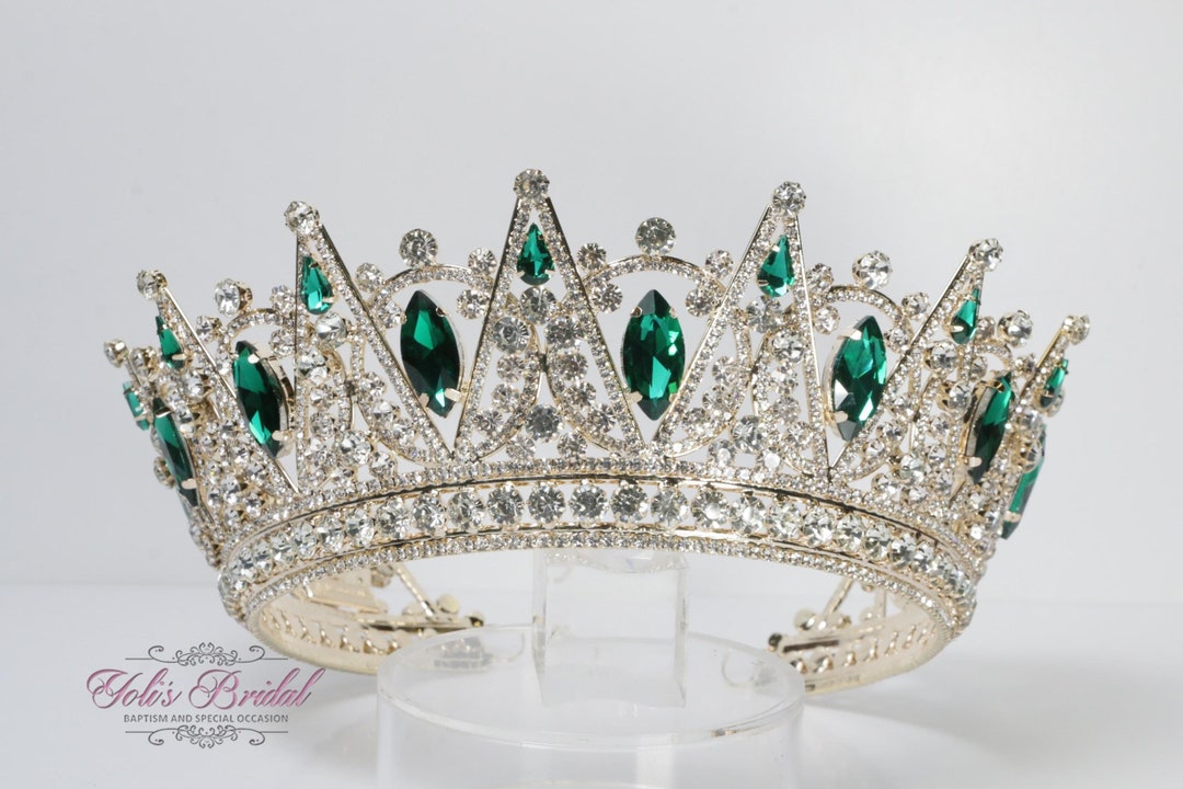 FAST SHIPPING!!! Gold With Jade Stones Crown, Gorgeous Gold Tiara ...