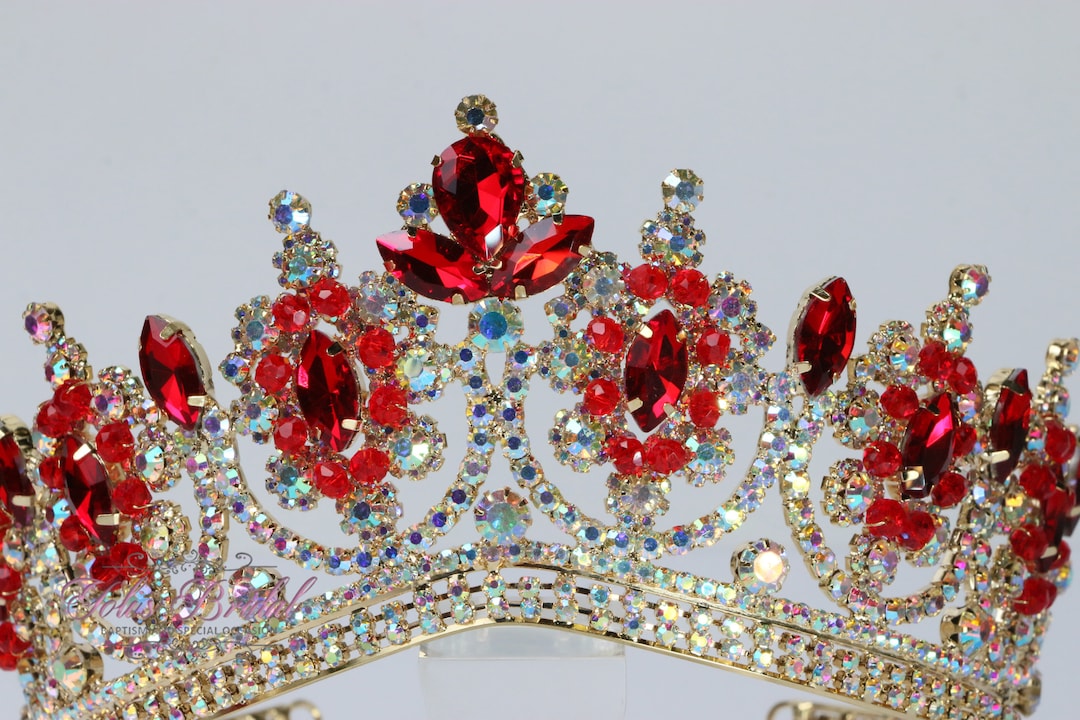 FAST SHIPPING!!! Gold AB With Red Stones Crown, Gorgeous Gold Tiara ...