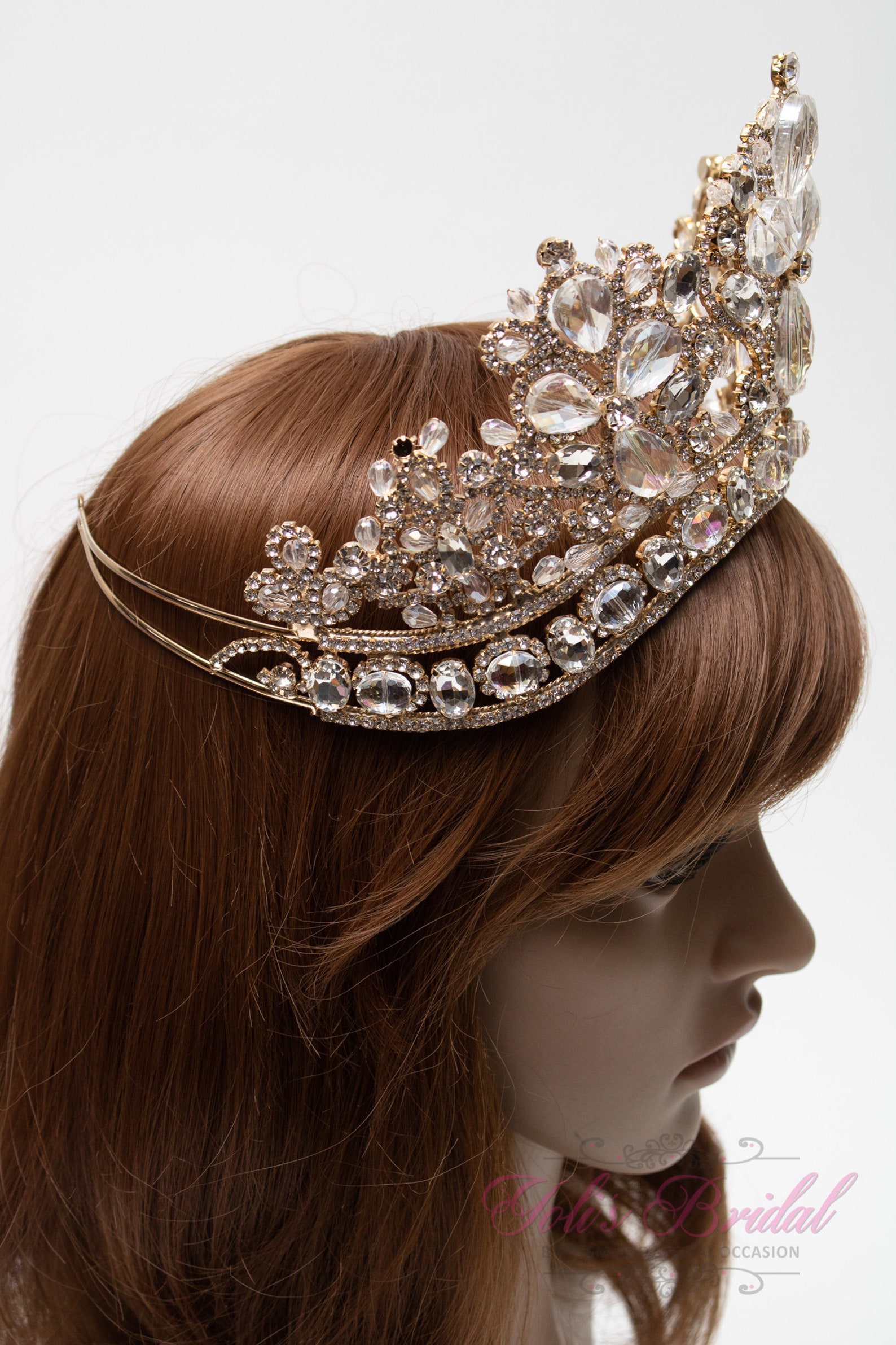 FAST SHIPPING Gold Sparkling Tiara Crystal Tiara Wedding - Etsy