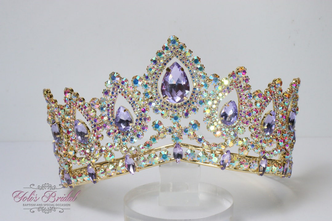 FAST SHIPPING!! Gold AB With Lilac Stones Tiara, Quince Tiara, Bridal ...