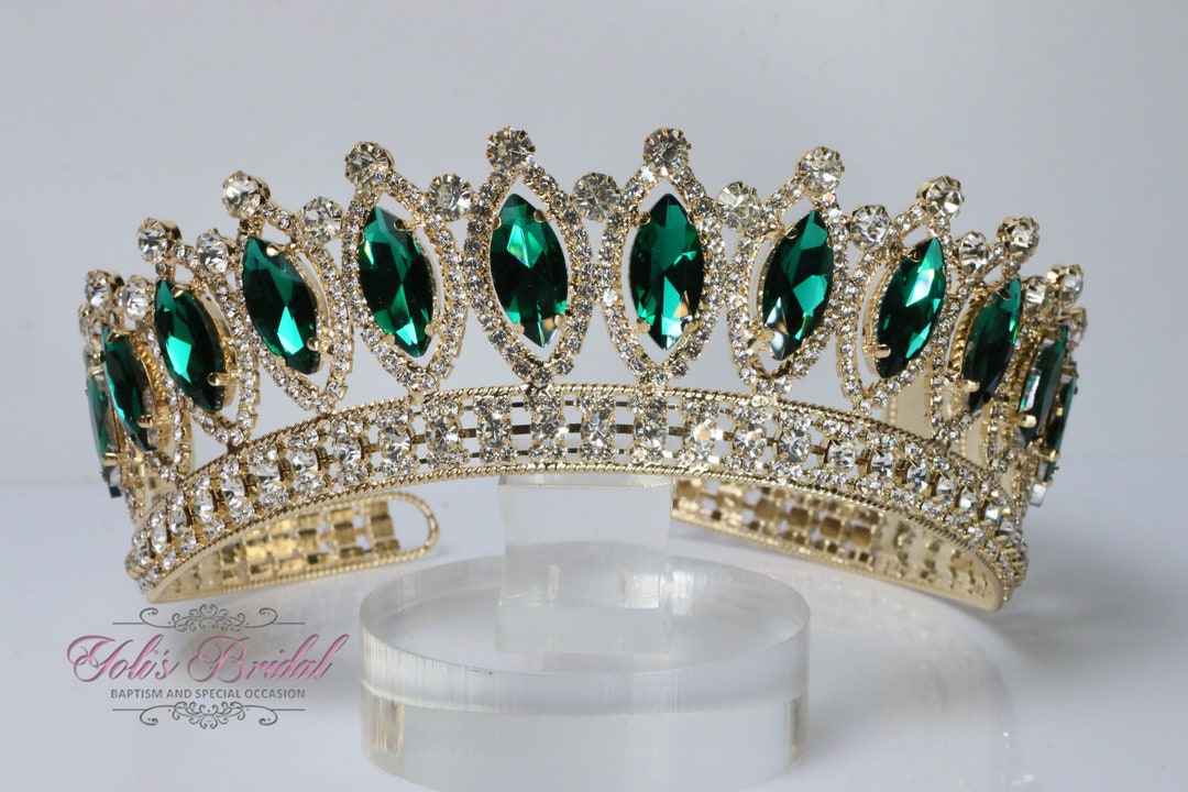 FAST SHIPPING!!! Gold With Jade Stones Crown, Gorgeous Gold Tiara ...