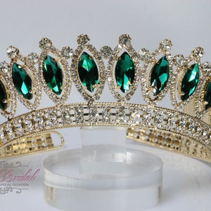FAST SHIPPING!!! Gold With Jade Stones Crown, Gorgeous Gold Tiara ...