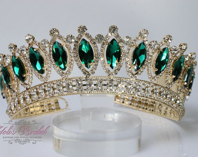 FAST SHIPPING!!! Gold With Jade Stones Crown, Gorgeous Gold Tiara ...