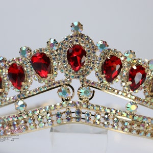 FAST SHIPPING!!! Gold With Red and AB Stones Tiara, Gorgeous Gold Tiara ...