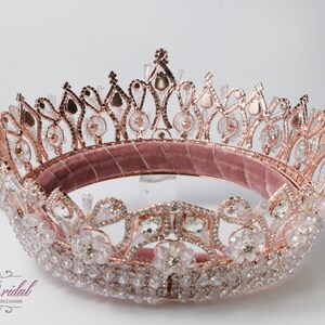 FAST SHIPPING Rose Gold Round Crown With Clear Stones, Circular, Full ...