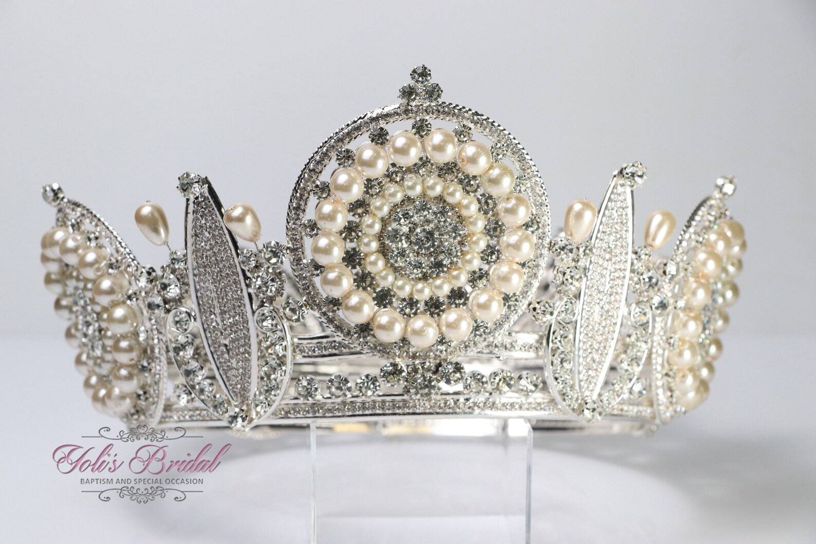 FAST SHIPPING!! Silver Pearls Round Crown, Circular Crown, Full Crown ...