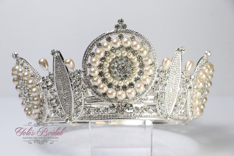 FAST SHIPPING!! Silver Pearls Round Crown, Circular Crown, Full Crown ...