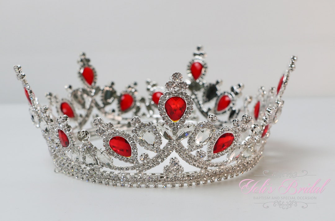 FAST SHIPPING!!! Beautiful Sparkling Silver With Red Stone Bridal Full ...